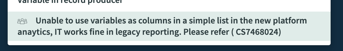 Adding Variables into List Reports on Platform Analytics Dashboards in ServiceNow - Workaround ...